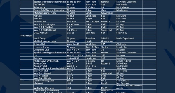 Olchfa - Olchfa Clubs and Societies 2022-2023