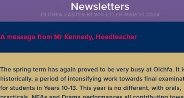 Olchfa - Easter Newsletter
