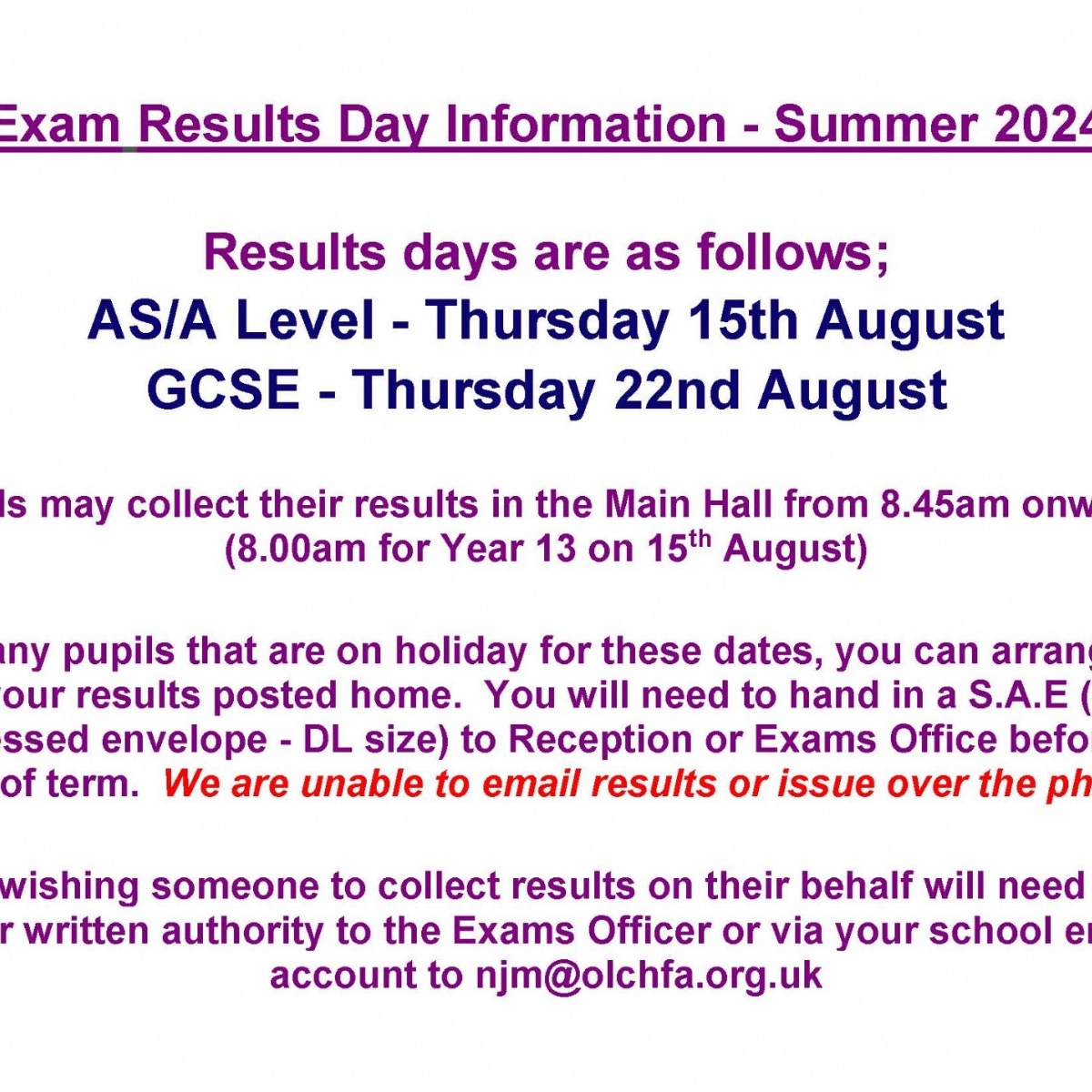 Olchfa - Exams Collection - Information